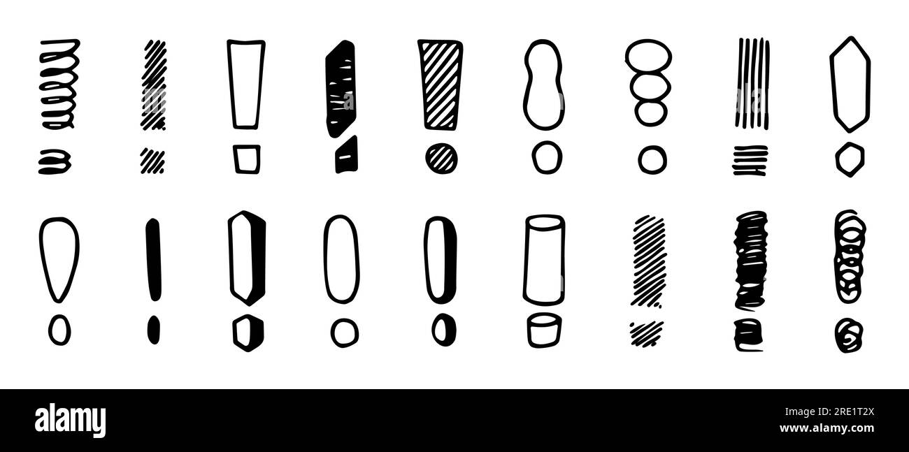Exclamation marks set. Different types of punctuation marks black ...