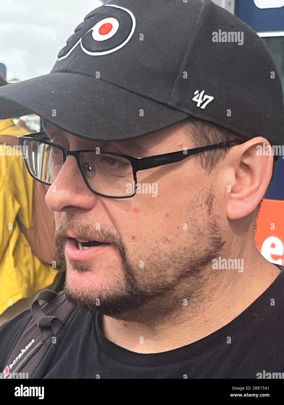 Mark Payton, outside Bristol Airport, after returning from Rhodes ...