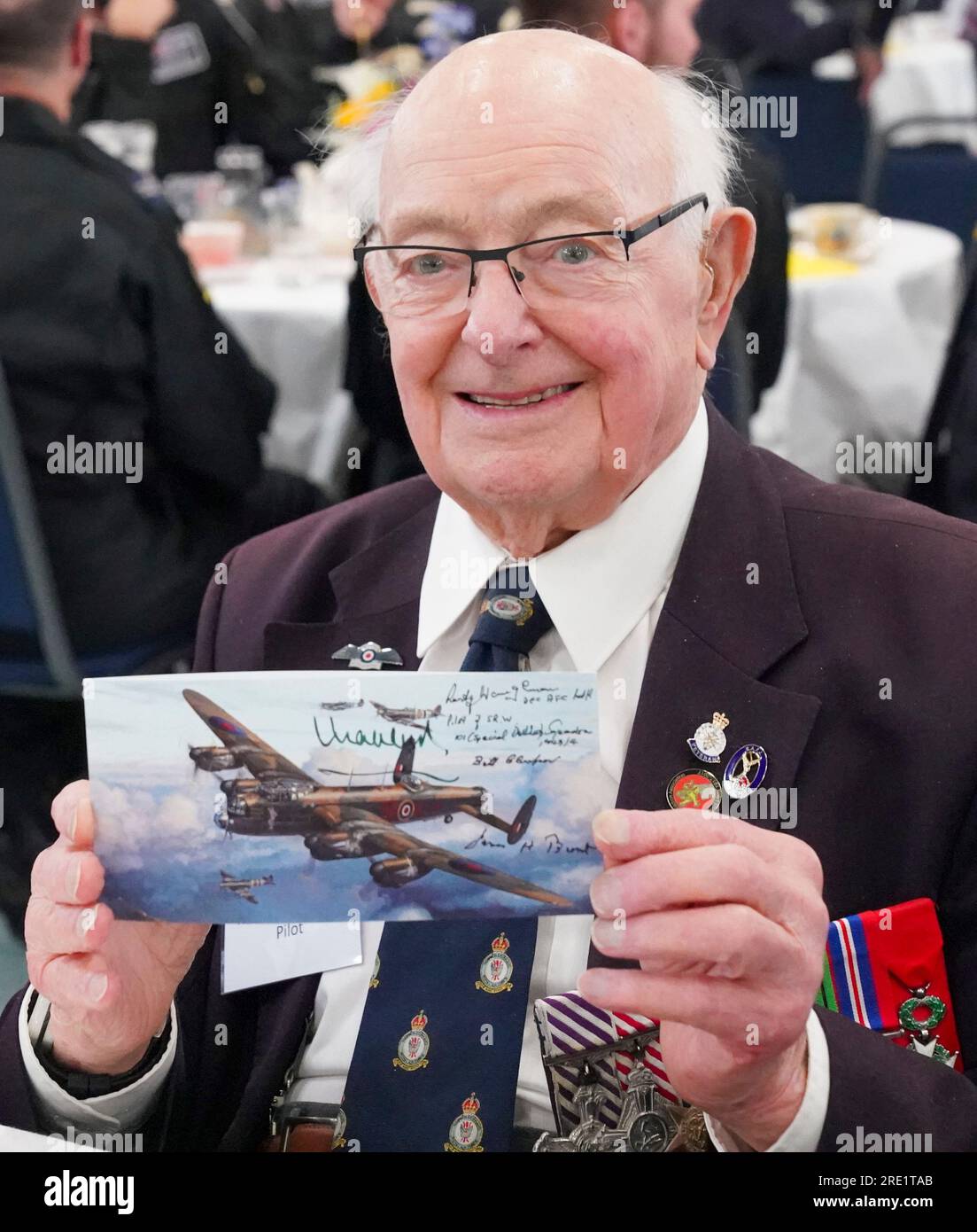 RAF veteran and Lancaster Bomber pilot Rusty Waughman with his picture ...