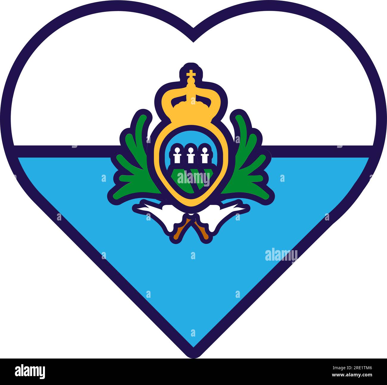 Patriot heart in national San marino flag colors. Festive element ...