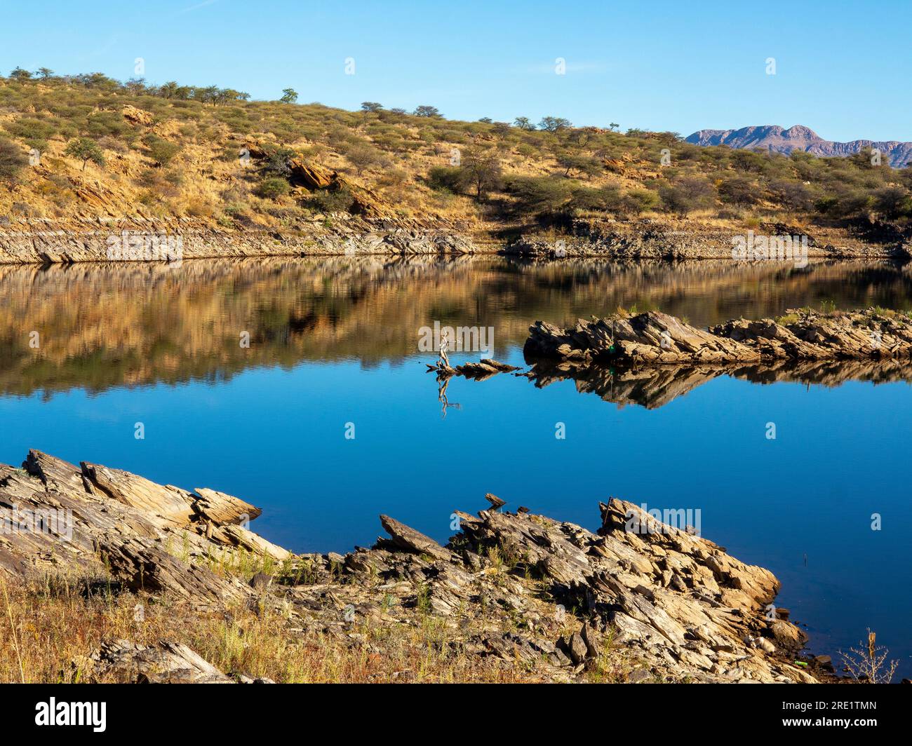 Beautiful Lake Oanob Resort, Namibia Stock Photo - Alamy