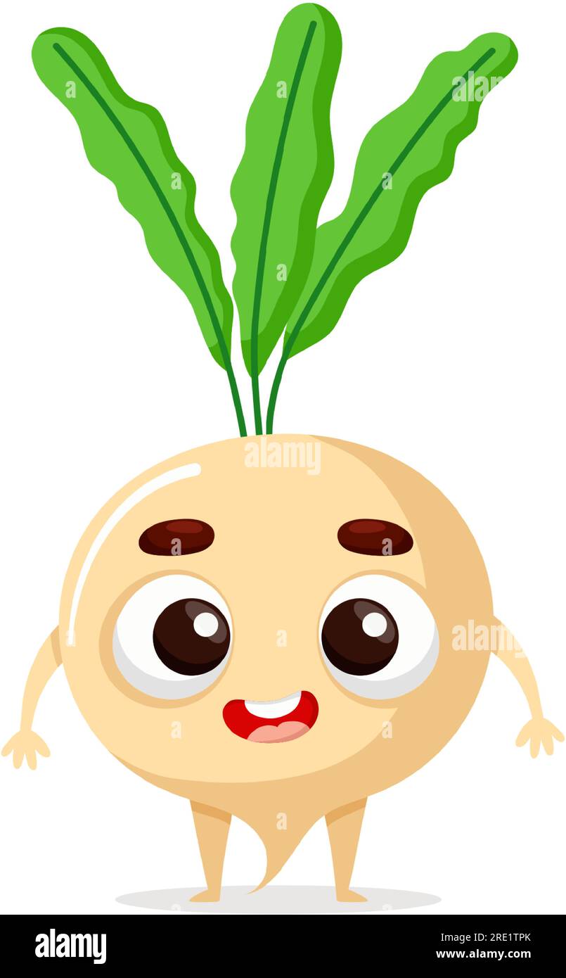 Funny cartoon turnip. Kawaii vegetable character. Vector food ...