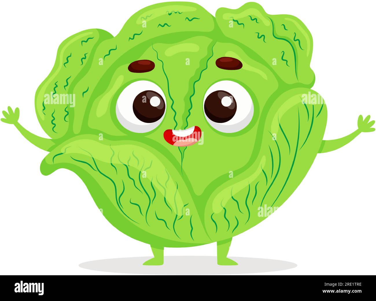 Funny cartoon cabbage. Kawaii vegetable. Vector food illustration ...
