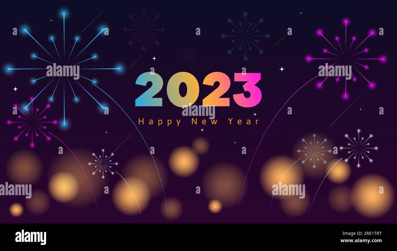 colorful happy new year background with fireworks and lights. vector ...