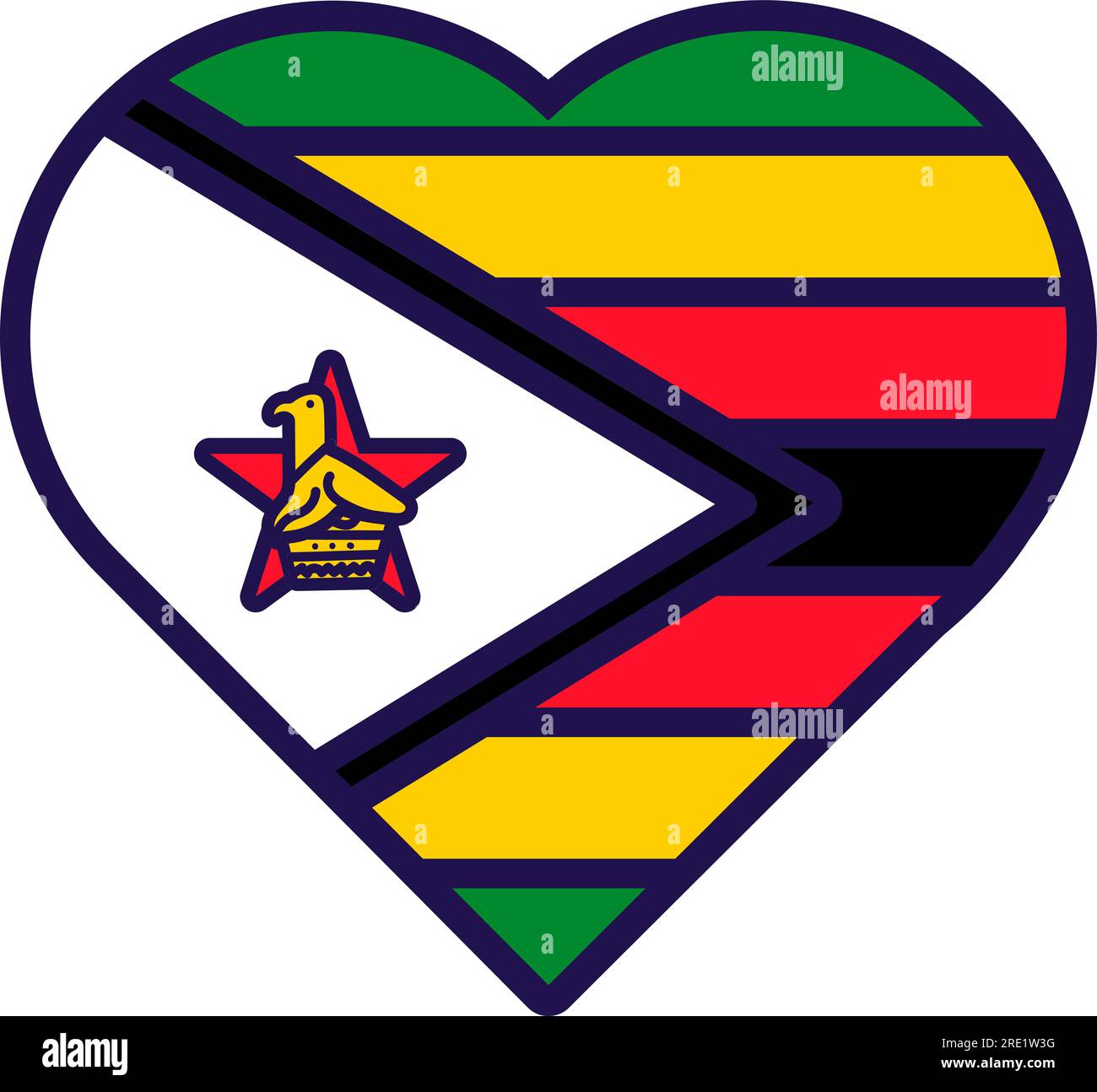Patriot heart in national Zimbabwe flag colors. Festive element ...