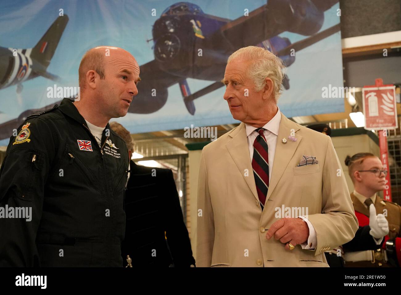 King Charles III speaks with Mark Sugden from the Battle of Britain ...