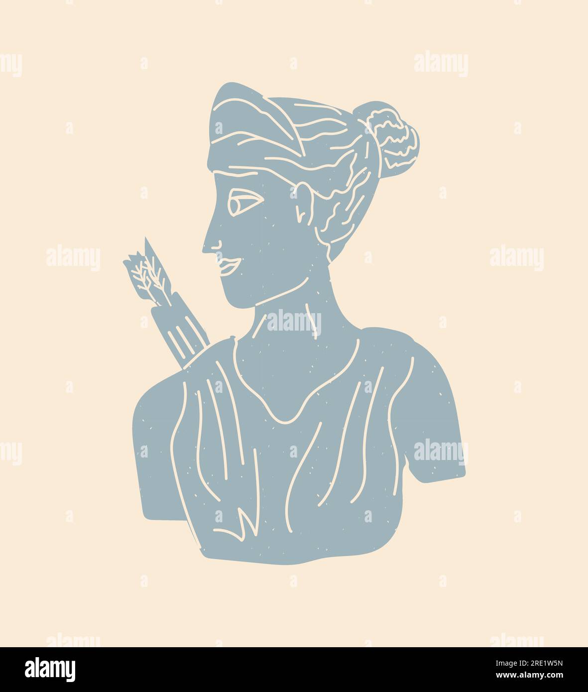 antique bust of greek woman god in a modern style Stock Vector Image ...