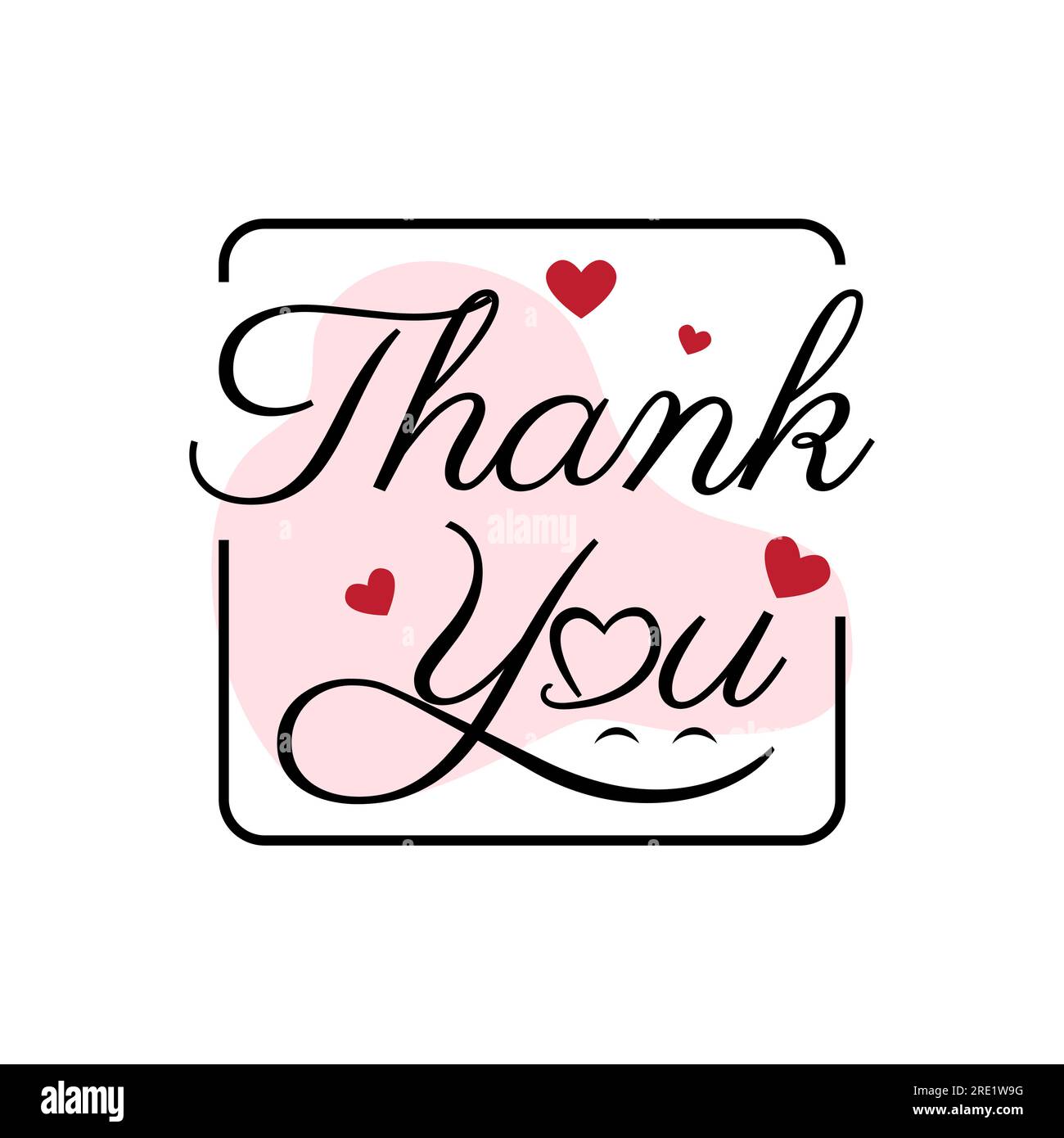 lettering thank you for greeting card with hearth shapes and smile face ...