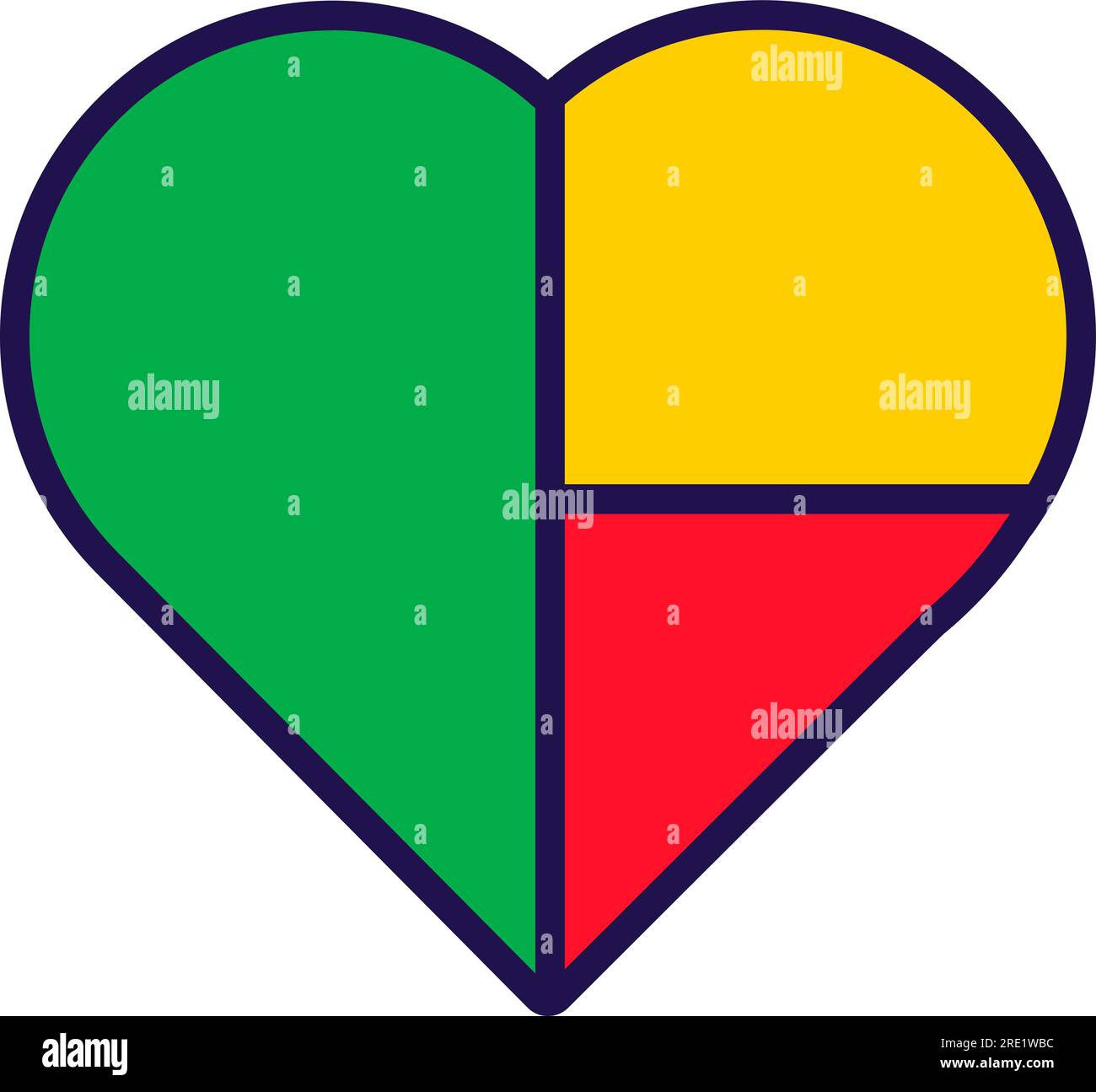 Patriot heart in national Benin flag colors. Festive element ...