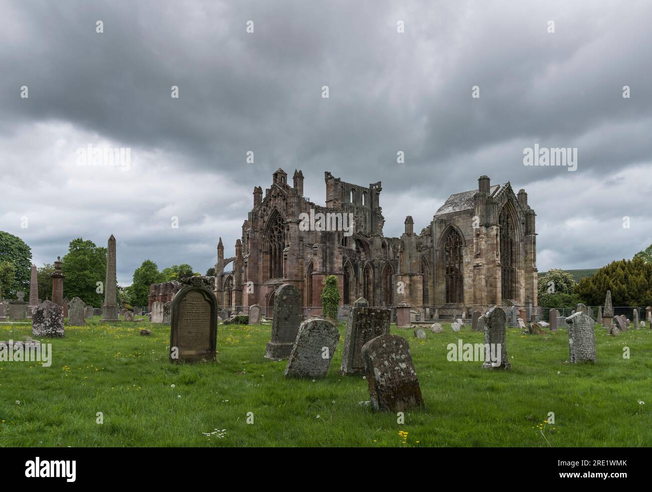 Merose abbey with graveyard Stock Photo - Alamy