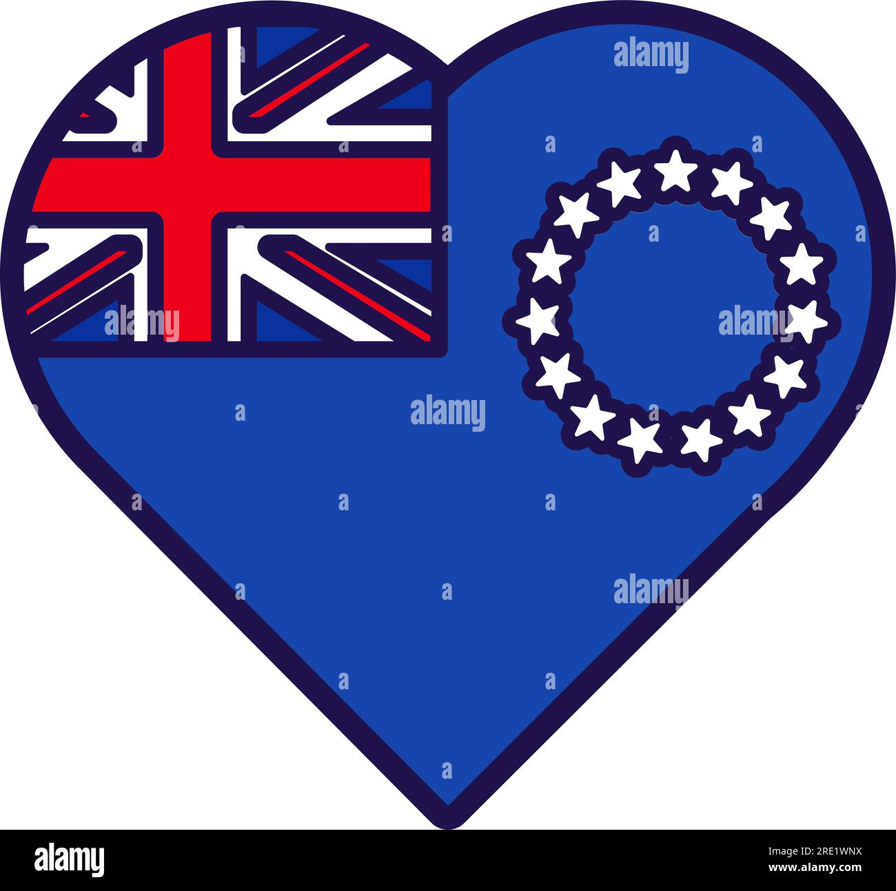 Patriot heart in national Cook Island flag colors. Festive element ...