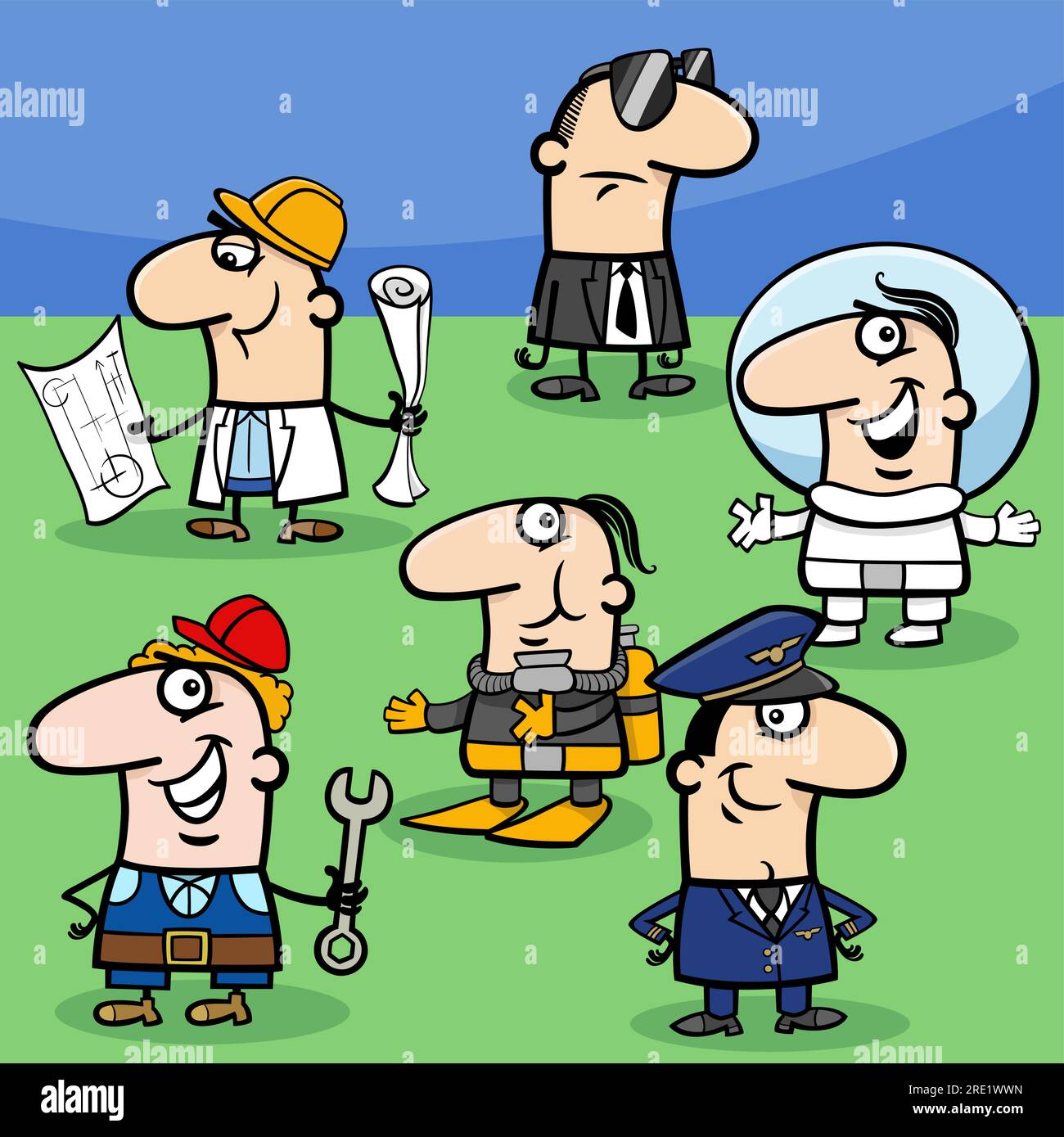 Cartoon illustration of funny people of different occupations ...