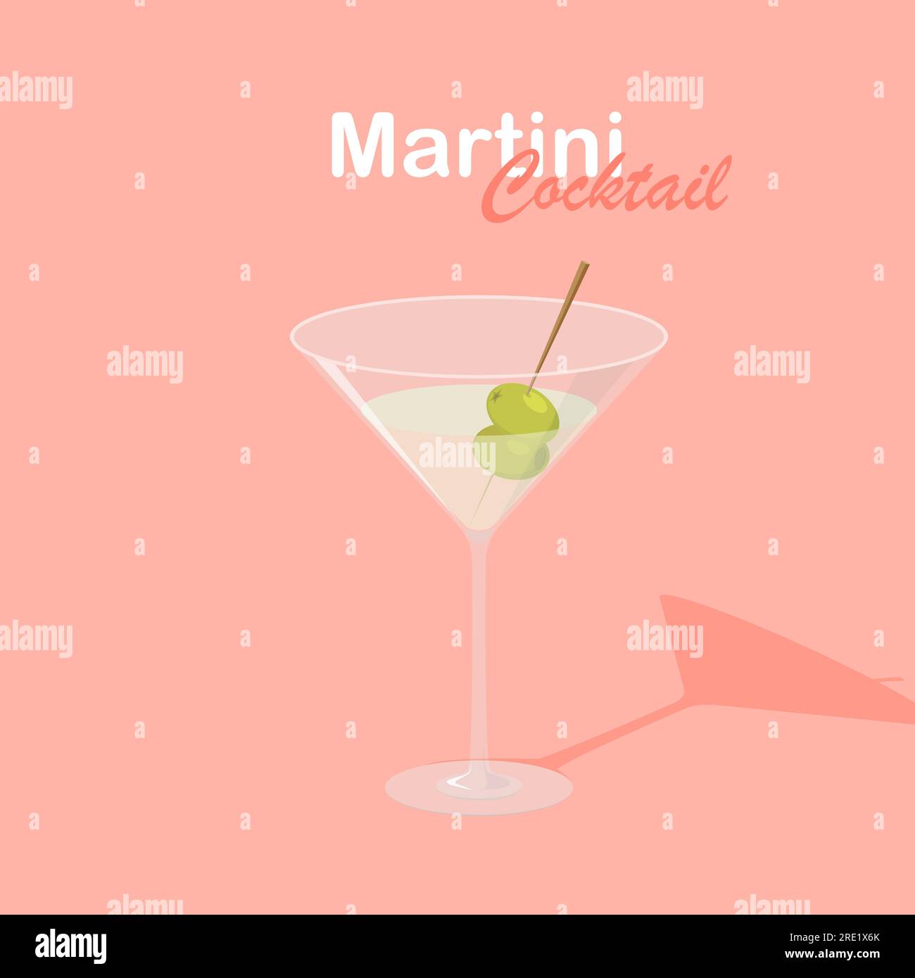 Poster Martini cocktail with olives. Drinks in a glass. Vector ...