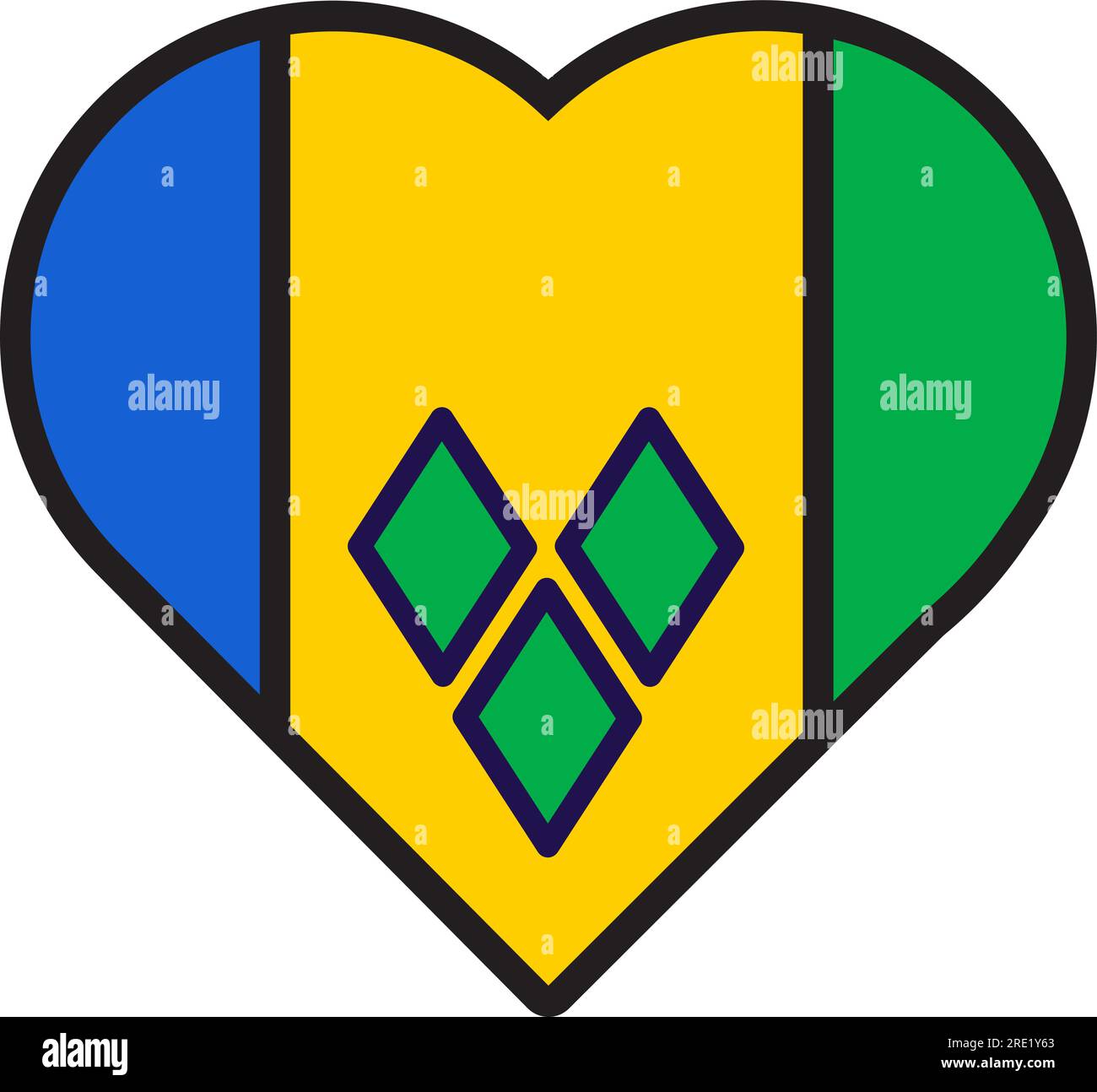 Patriot heart in national Saint Vincent flag colors. Festive element ...