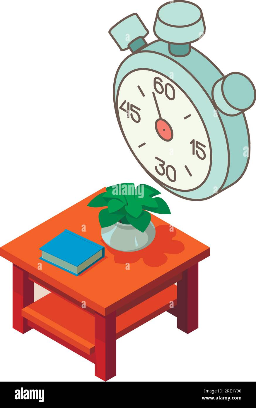 Interior element icon isometric vector. Stopwatch clock and wooden ...