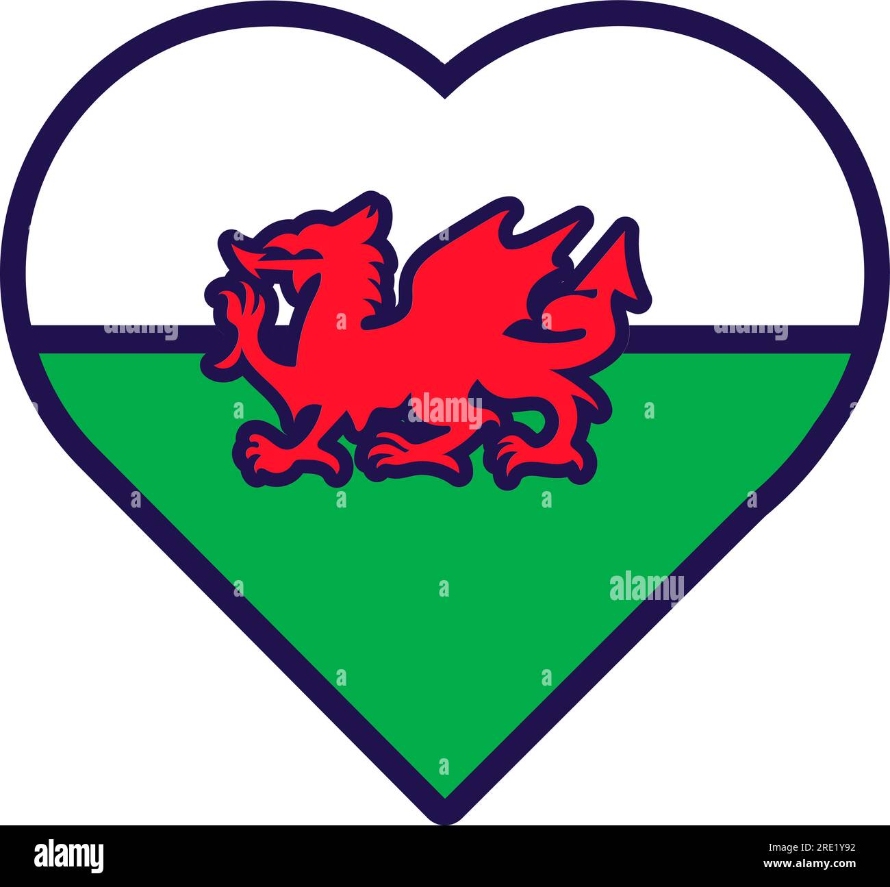 Patriot heart in national Wales flag colors. Festive element ...