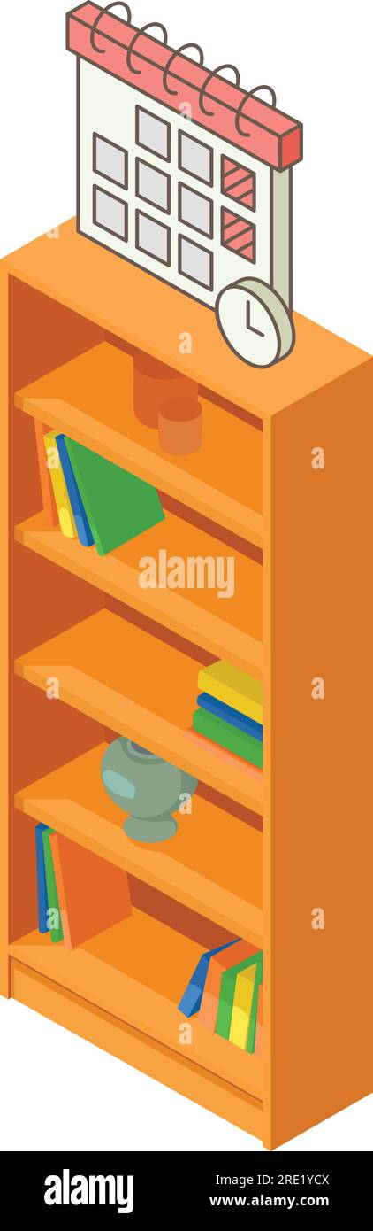 Interior concept icon isometric vector. Desk calendar on open wood ...