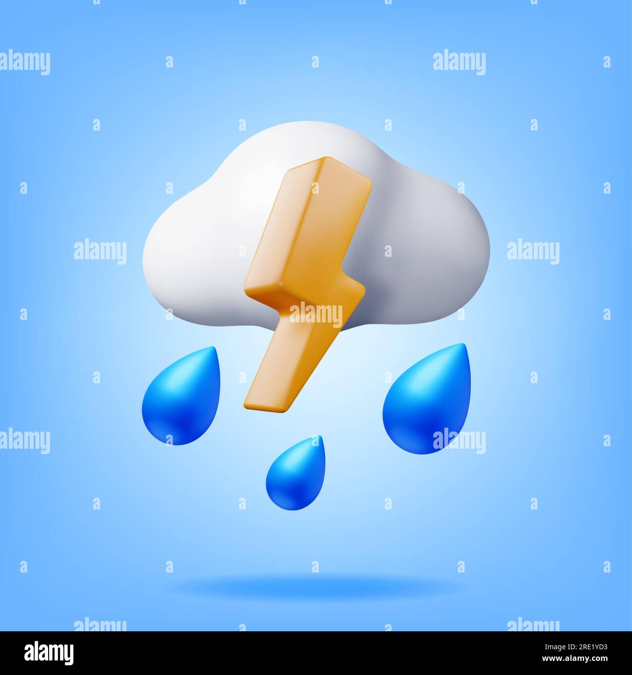 3D Cloud with Lightning and Water Drop Icon Stock Vector Image & Art ...