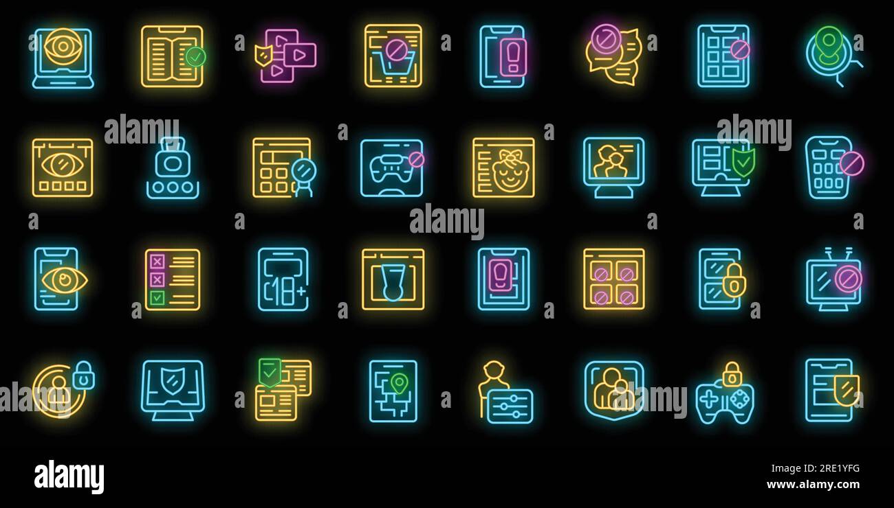 Parental control icons set outline vector. App parent. Internet child ...