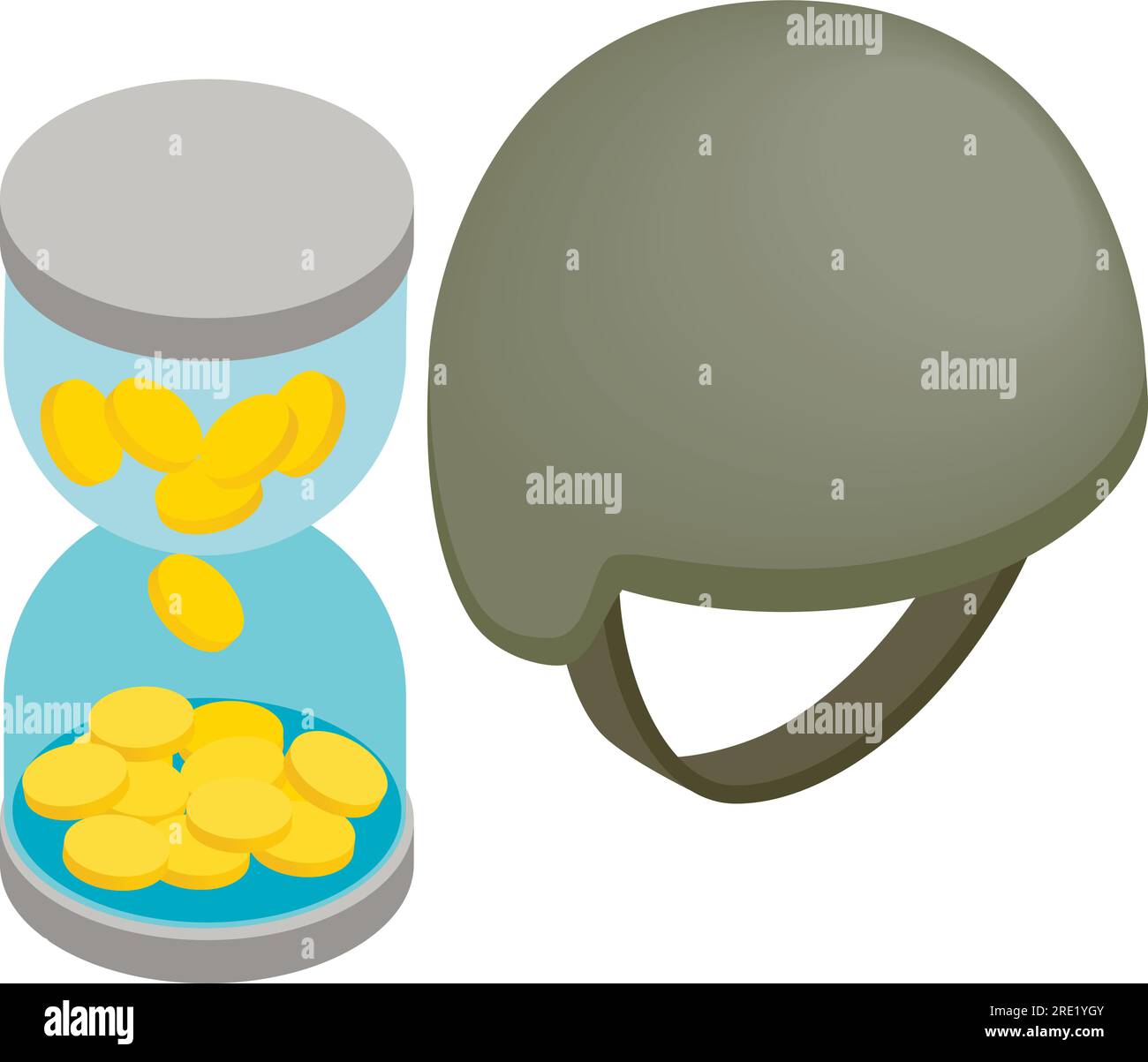 Military uniform icon isometric vector. Military helmet and hourglass ...