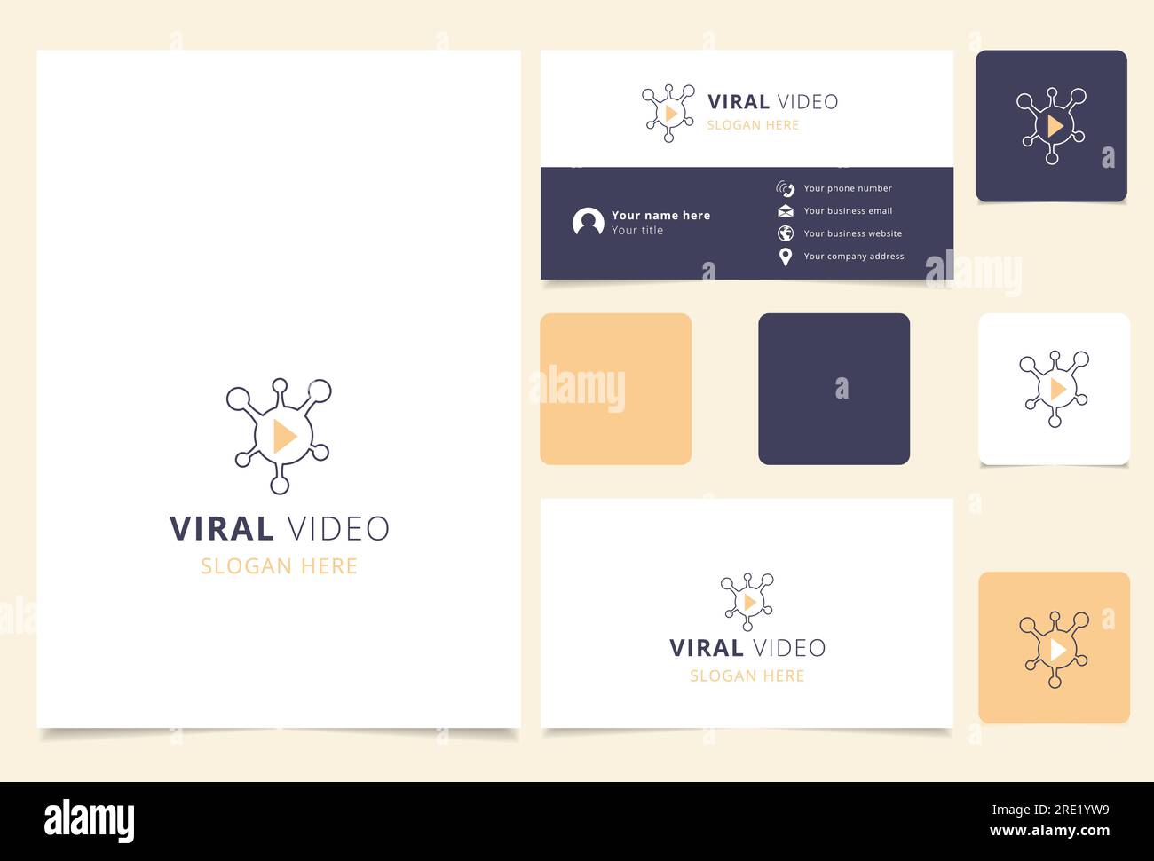 Viral video logo design with editable slogan. Branding book and ...