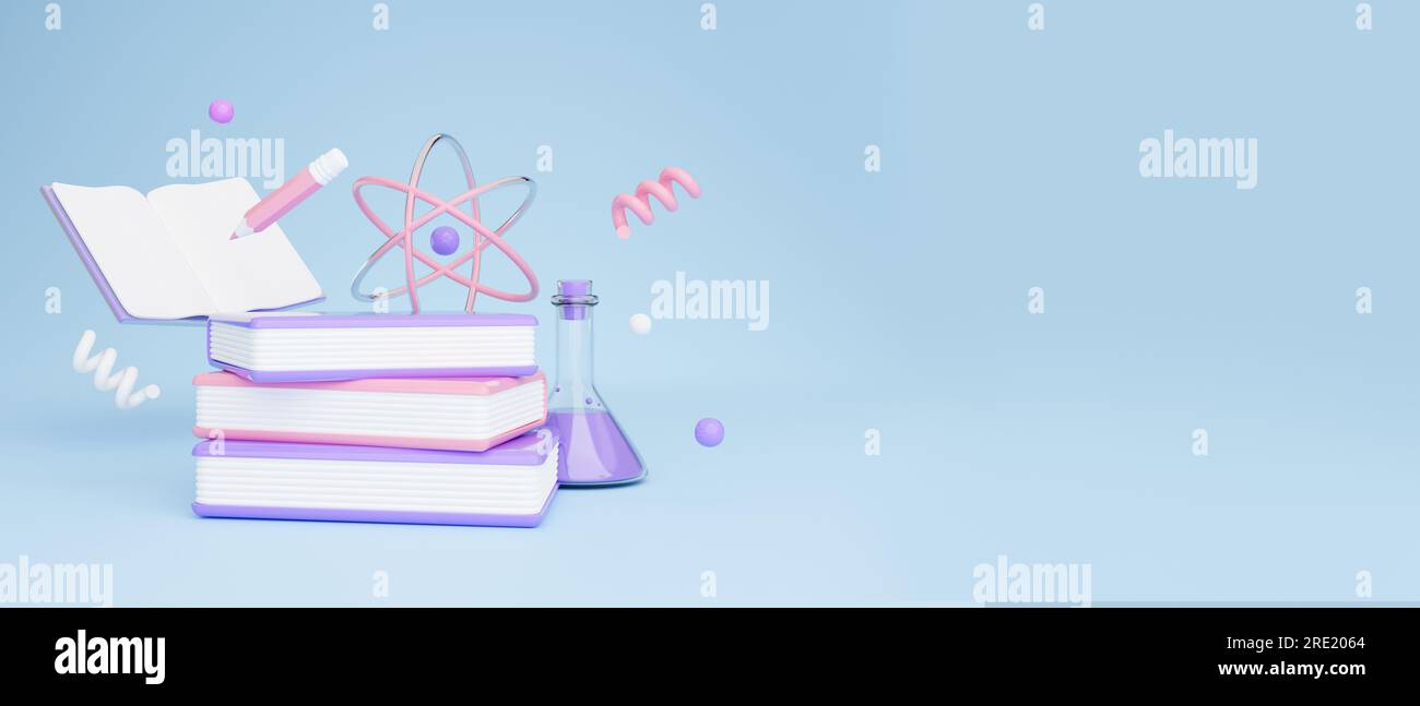 Chemistry Scientific Collage With Stack Of Educational Books, Blue ...