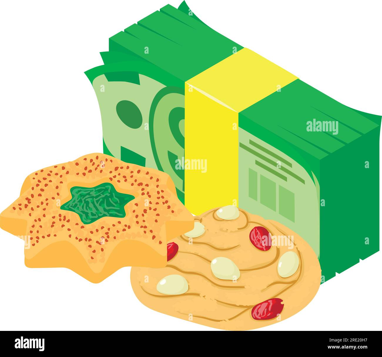 Crispy cookie icon isometric vector. Shortbread cookie and dollar ...