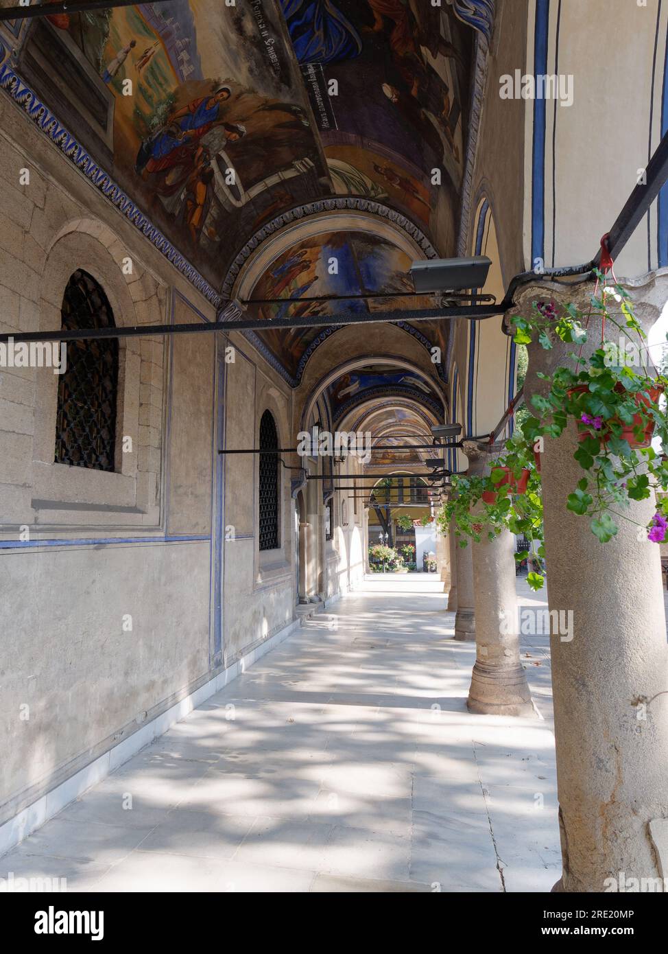 Covered walkway with paintings in the 16th Century Sveta Marina ...