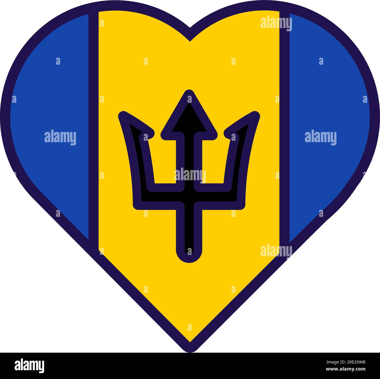 Patriot heart in national Barbados flag colors. Festive element ...