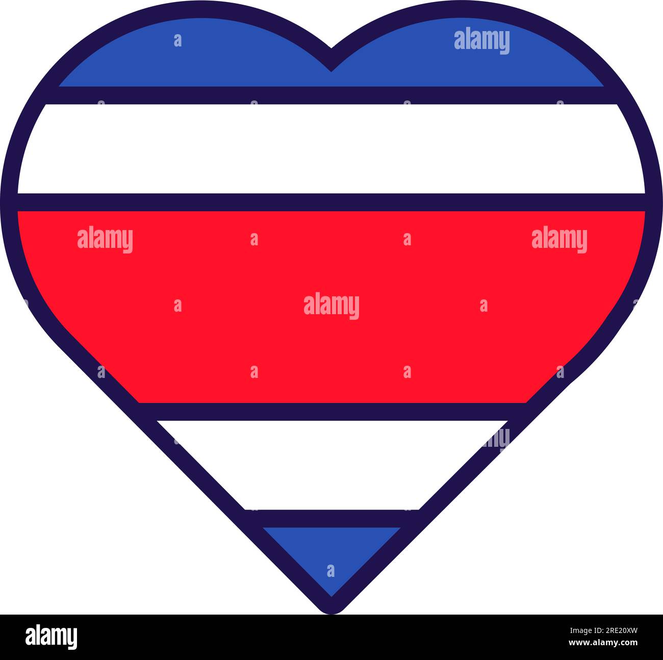 Patriot heart in national Costa Rica flag colors. Festive element ...