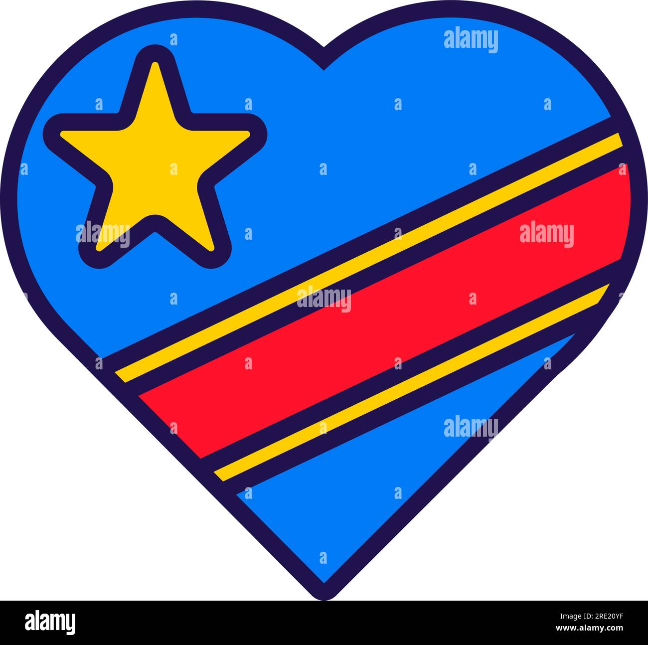 Patriot heart in national Republic of Congo flag colors. Festive ...