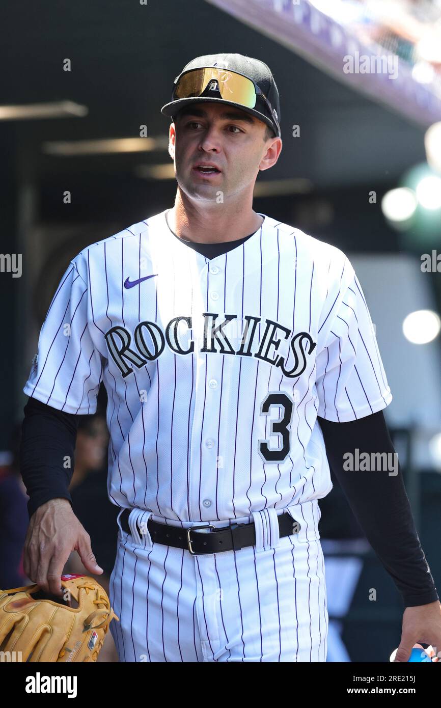 Colorado Rockies second baseman Coco Montes (3) prepares for the game ...