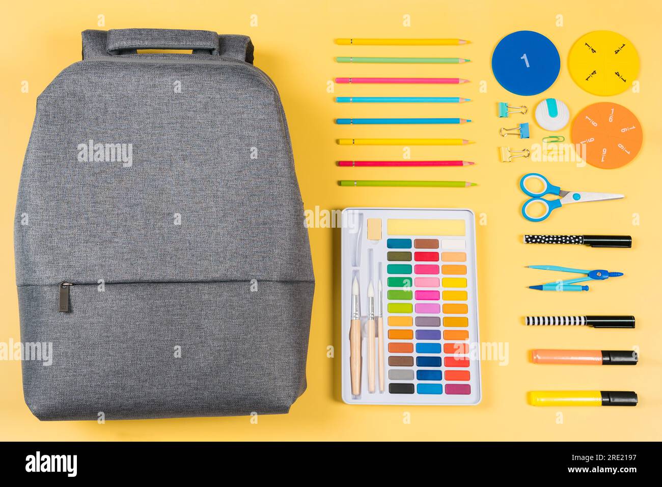 Education, learning, back to school background. Knolling composition ...