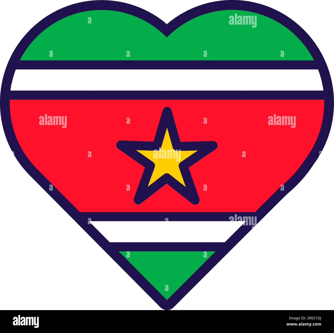 Patriot heart in national Suriname flag colors. Festive element ...