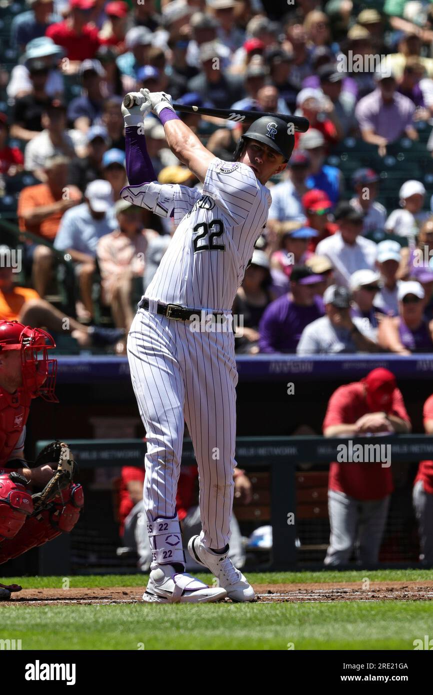 Colorado Rockies right fielder Nolan Jones (22) prepares to bat in the ...