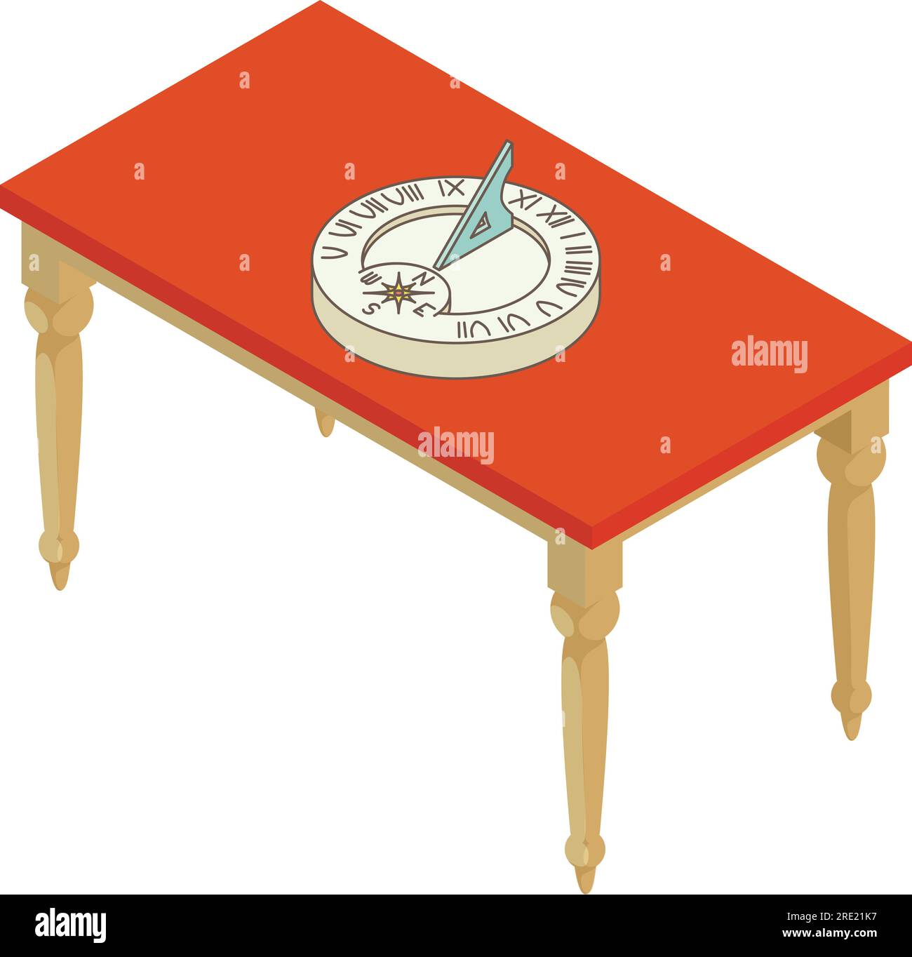 Ancient clock icon isometric vector. Vintage horizontal sundial on ...