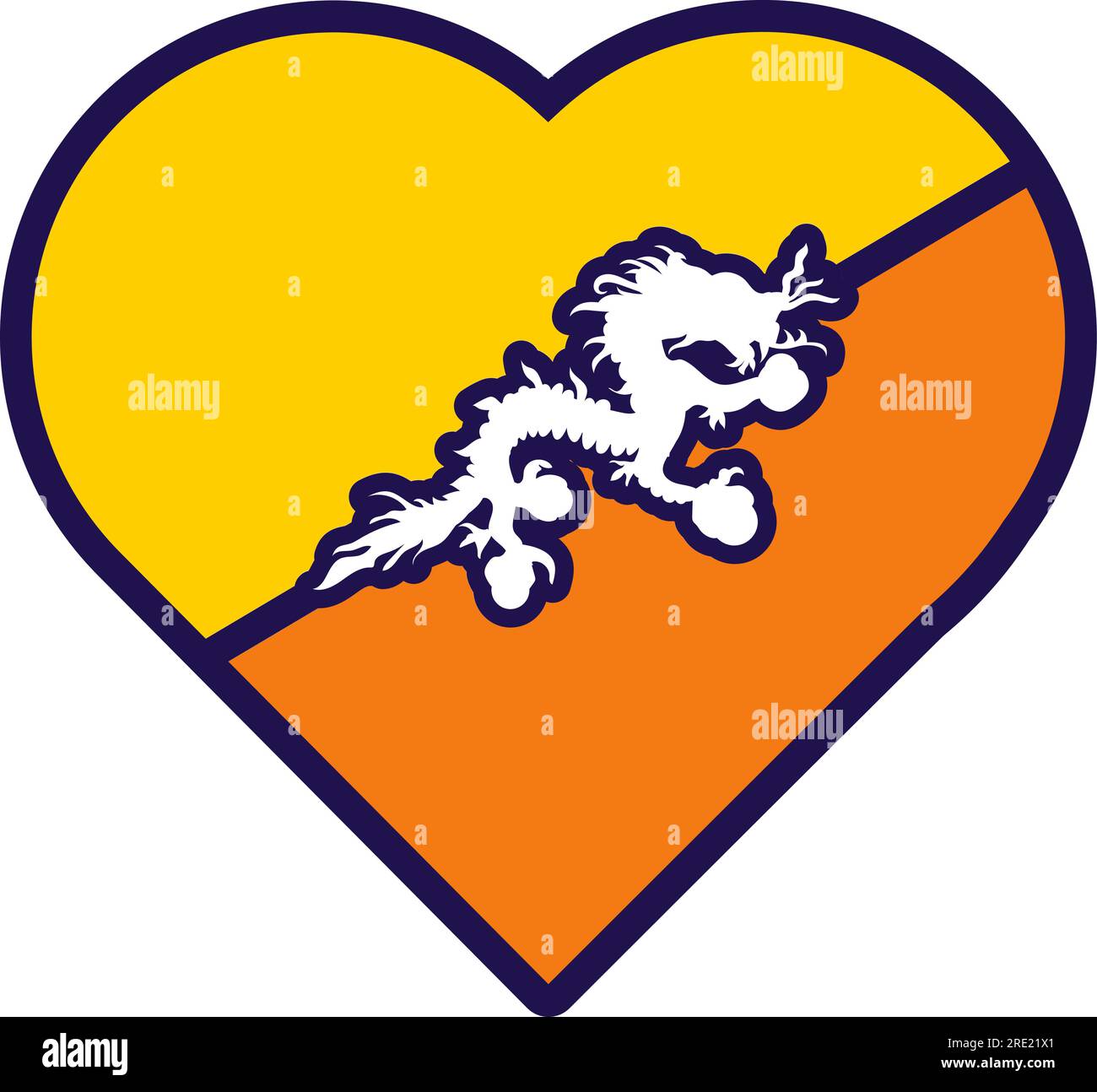 Patriot heart in national Bhutan flag colors. Festive element ...