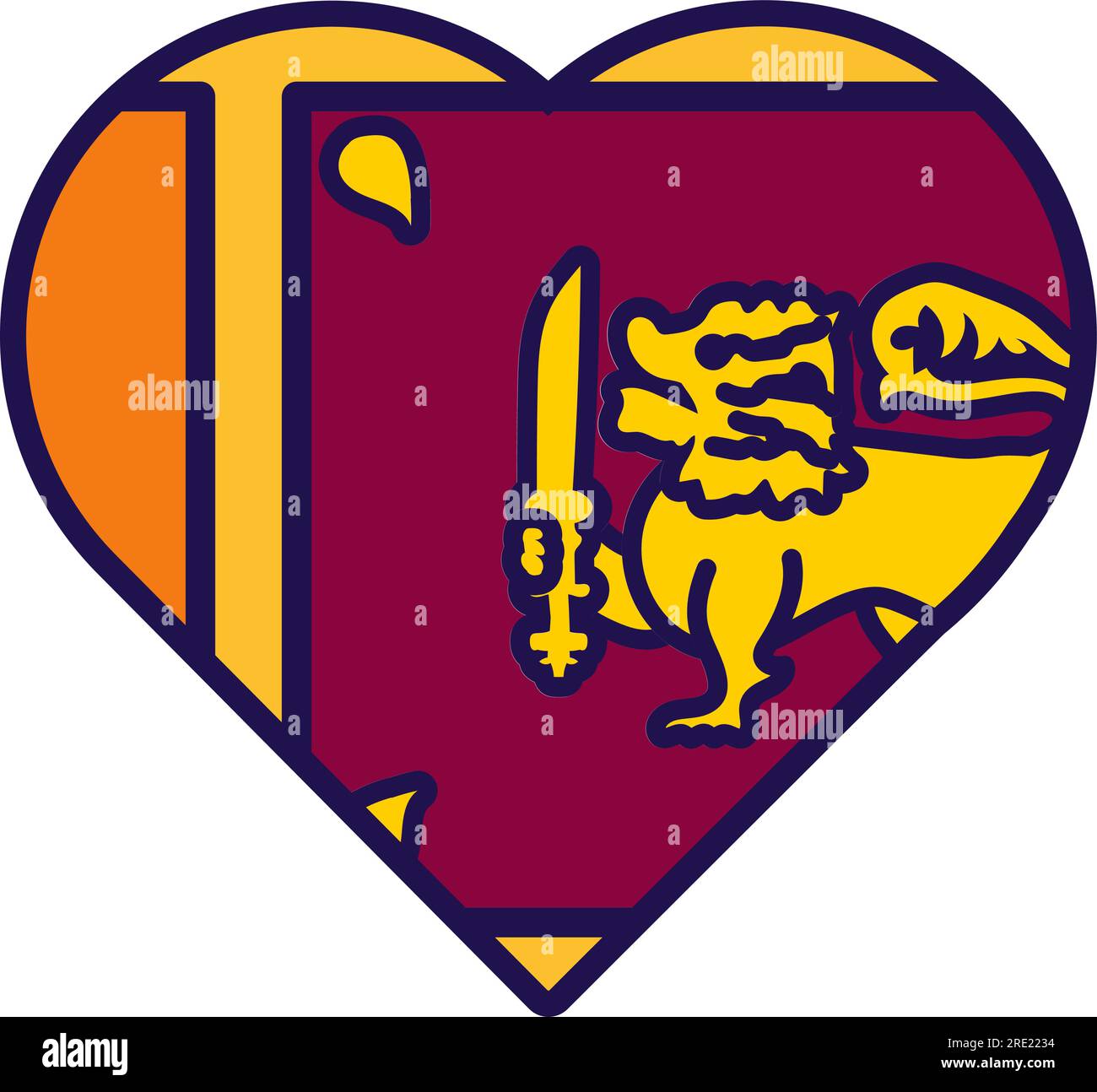 Patriot heart in national Sri Lanka flag colors. Festive element ...
