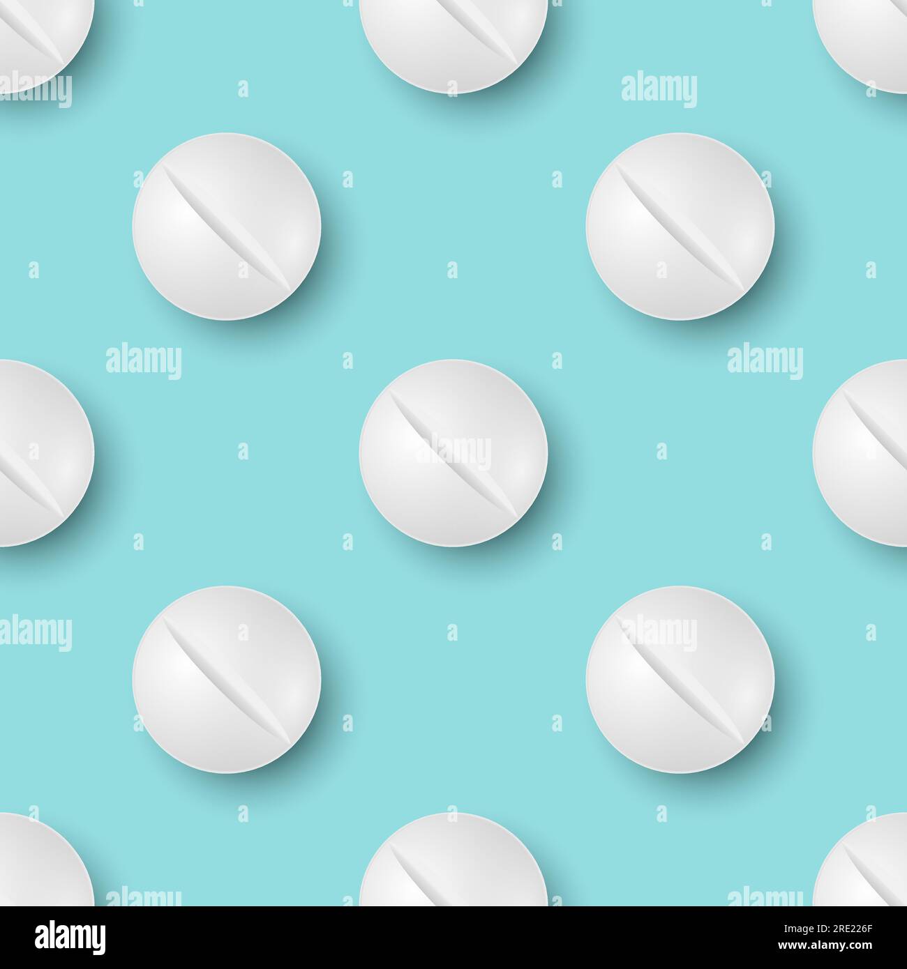 Vector Seamless Pattern with 3d Realistic White Round Pharmaceutical ...