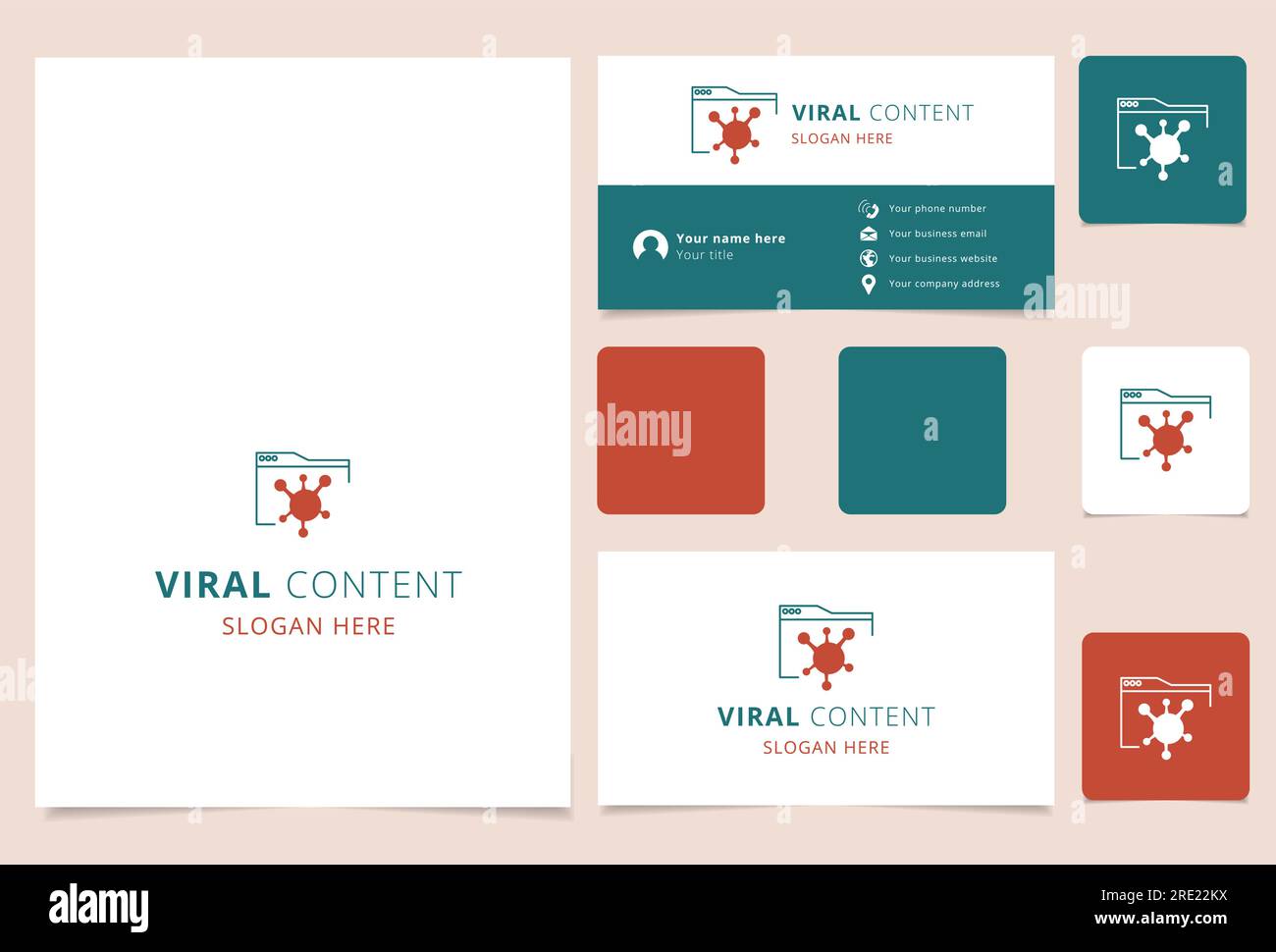 Viral content logo design with editable slogan. Branding book and ...