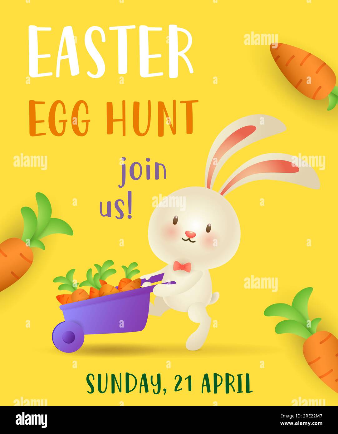 Easter Egg Hunt poster design. Cute bunny picking carrots Stock Vector ...
