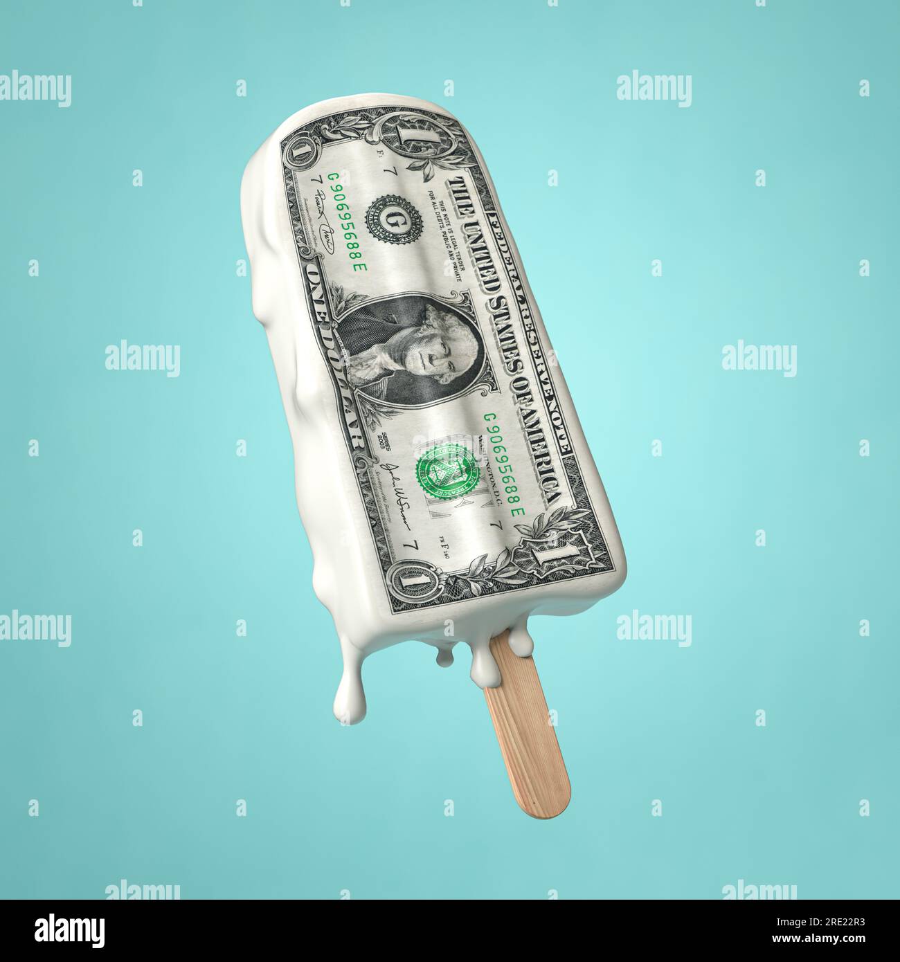 Dollar inflation and depreciation concept. Melting ise cream with a ...