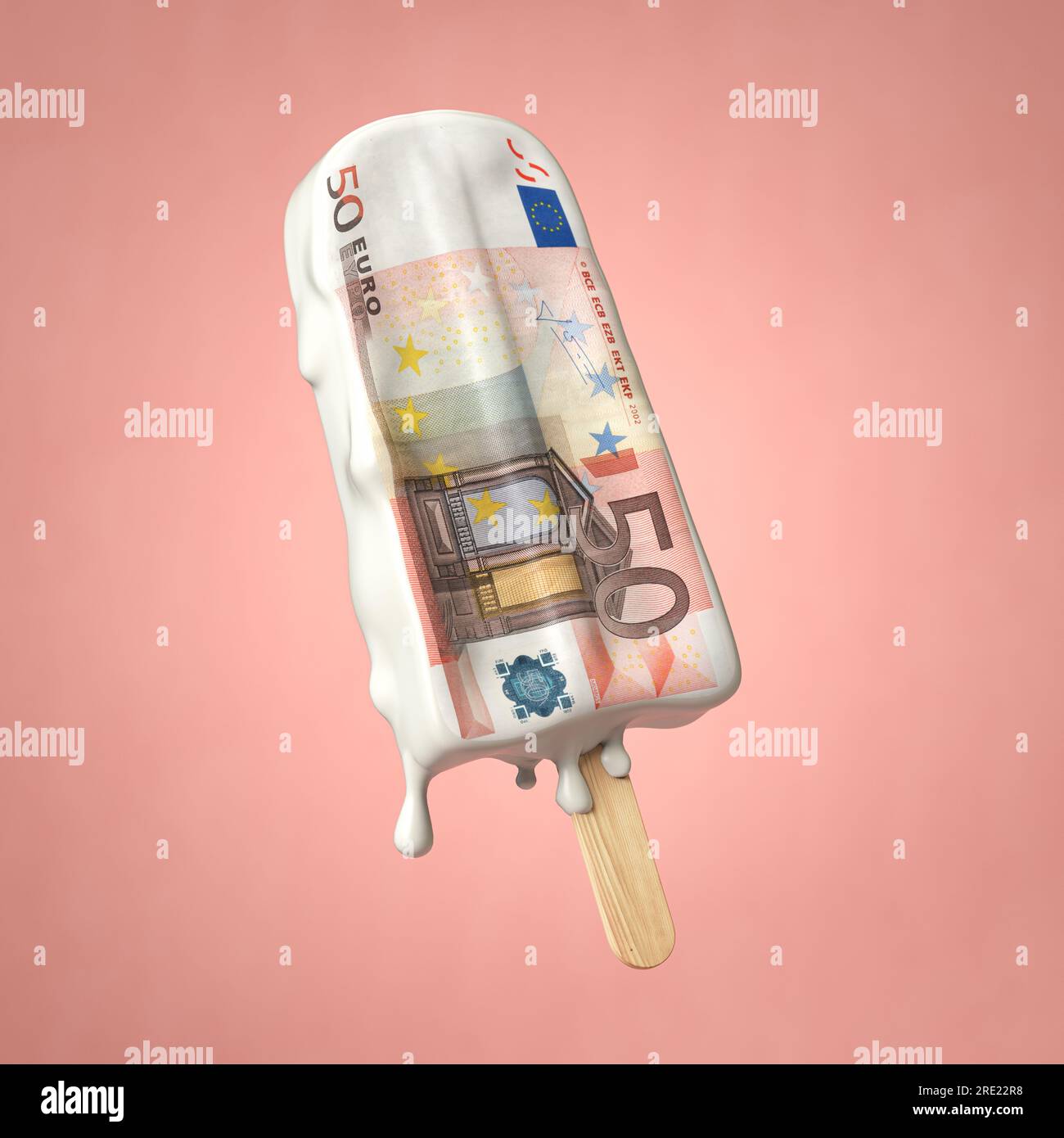 Euro inflation and depreciation concept. Melting ice cream with a euro ...