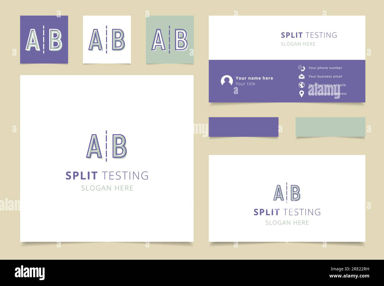Split testing logo design with editable slogan. Branding book and ...