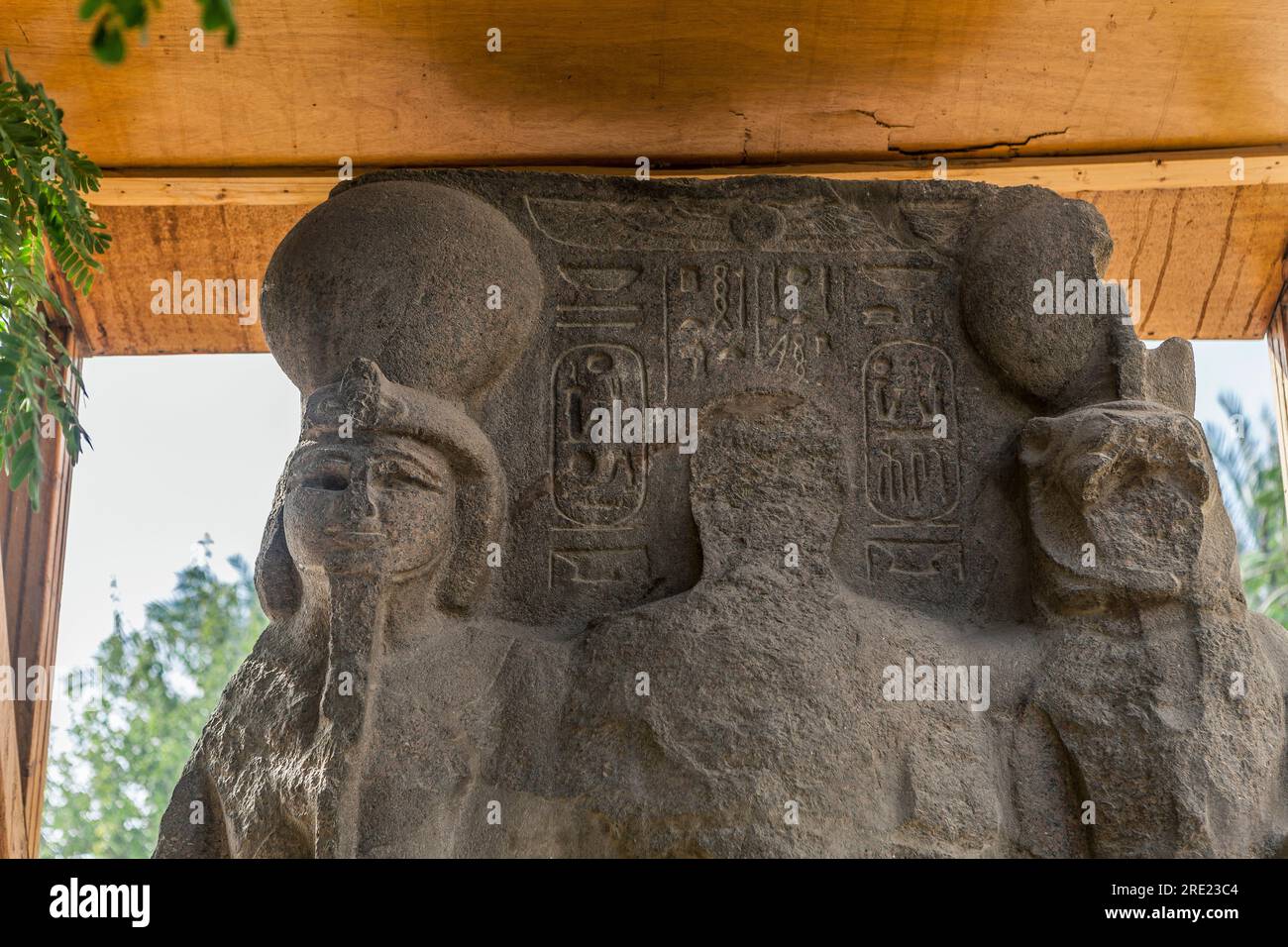 Statue group at the open-air museum in Memphis, Egypt Stock Photo - Alamy
