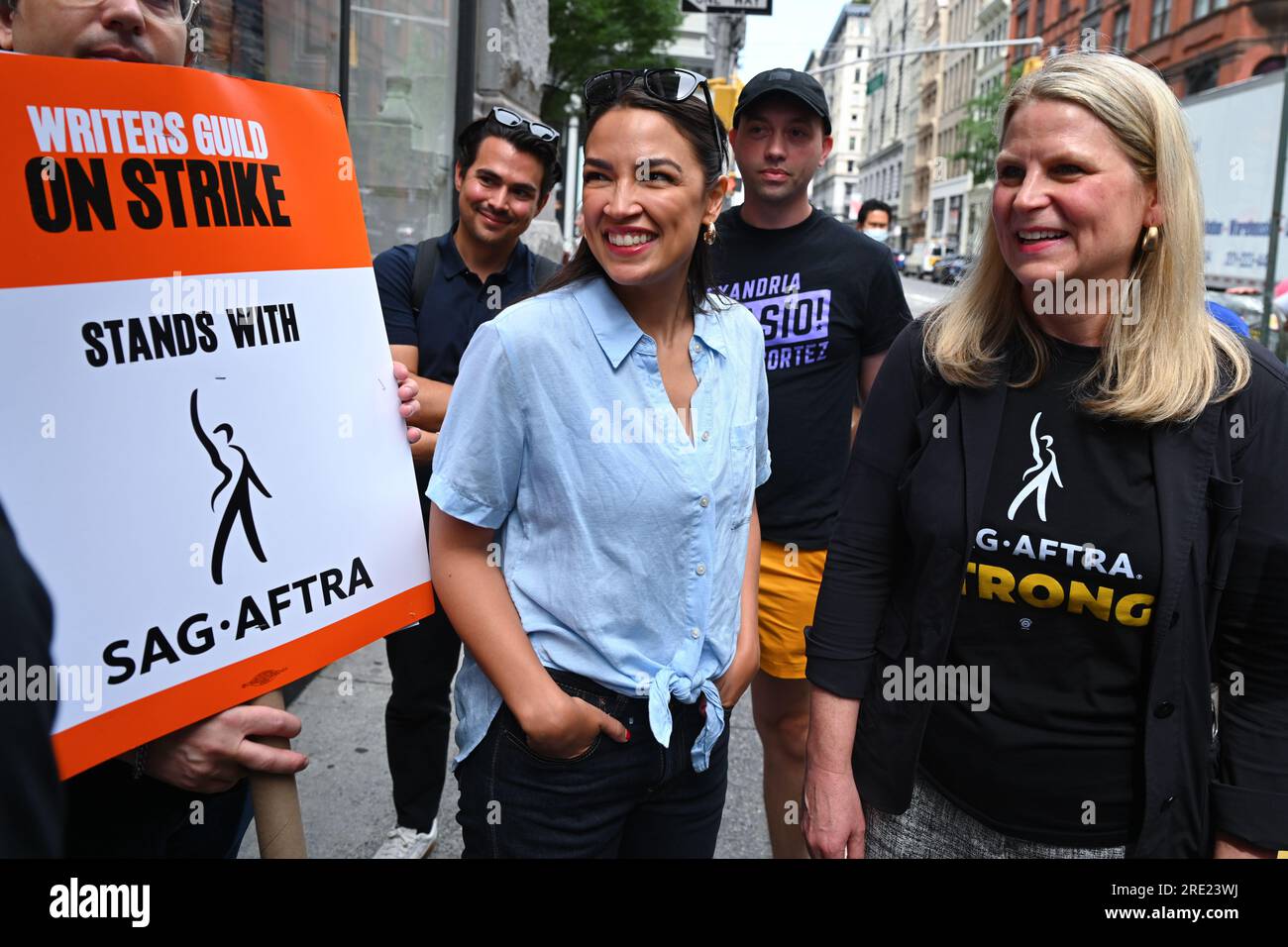 Alexandria Ocasio-Cortez and AFL-CIO President Liz Shuler join members ...