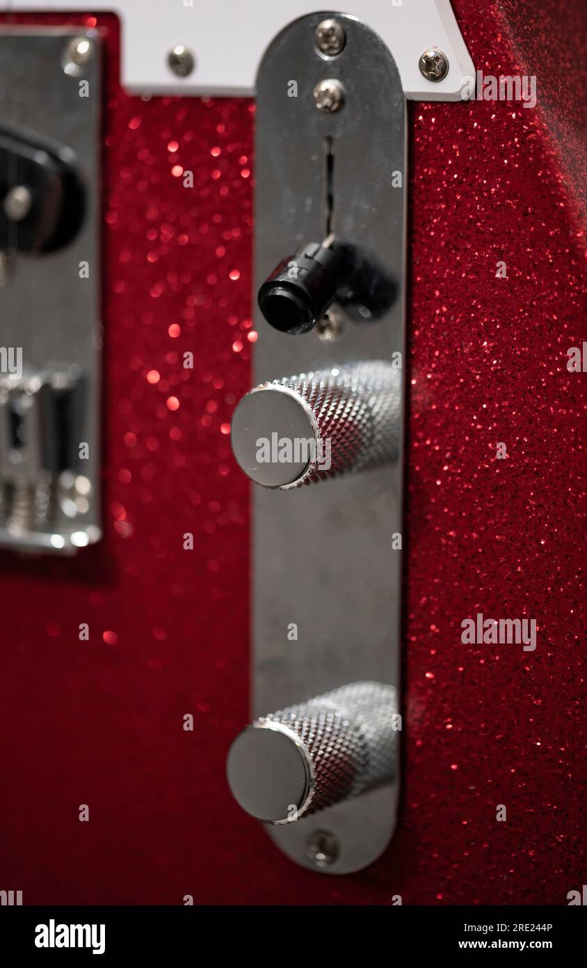 Detail of a telecaster electric guitar where we can see its pickup ...