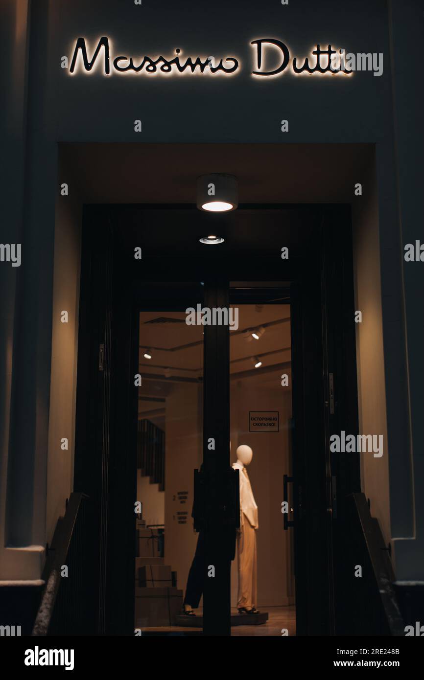 Massimo Dutti shop signage and shop window. A Spanish famous fashion ...