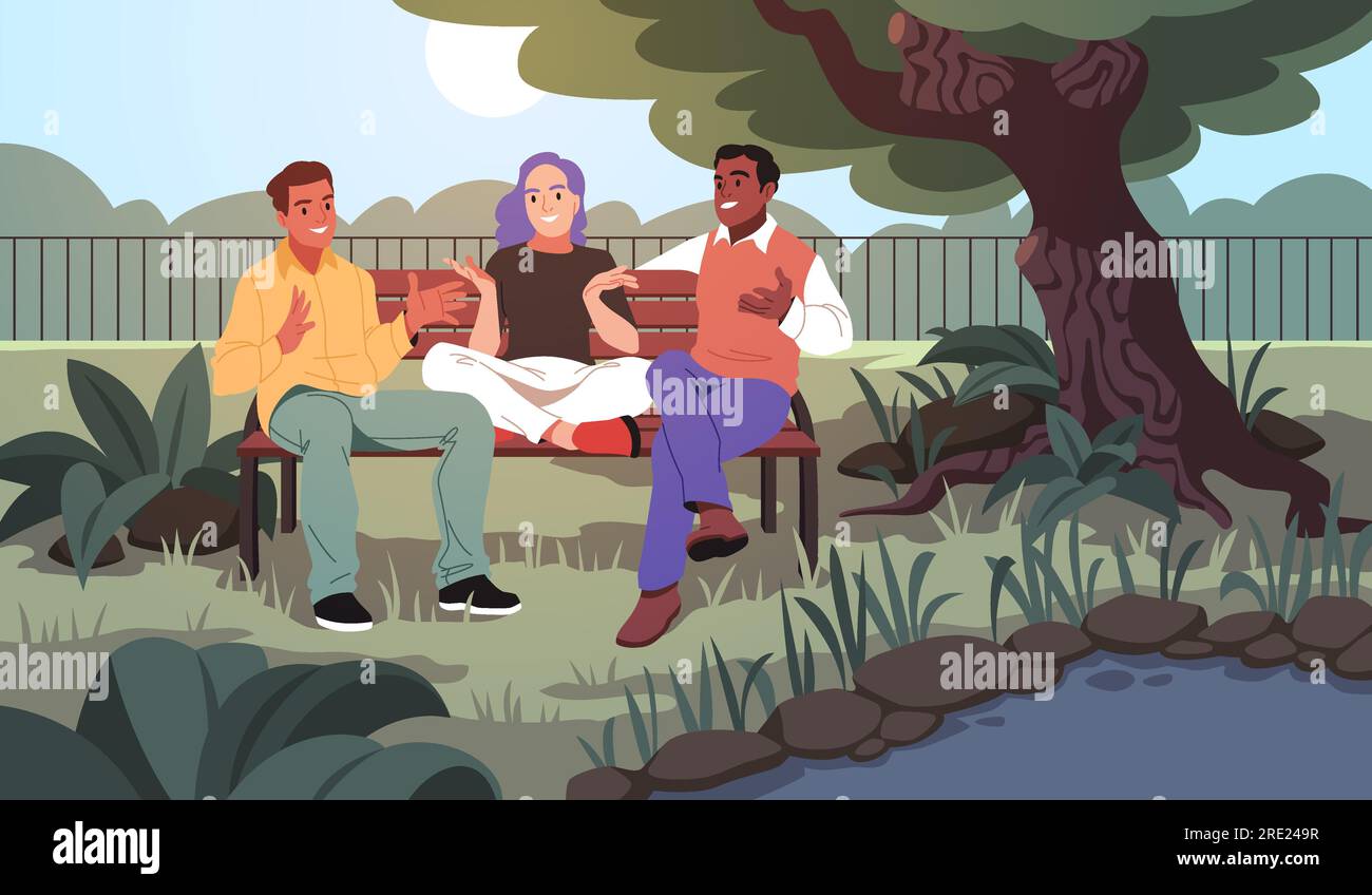 Cartoon woman sitting on bench hi-res stock photography and images - Alamy