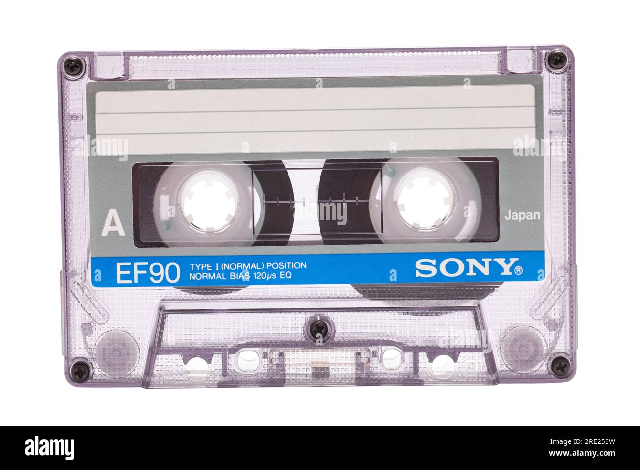 Audio cassette tape SONY EF90, side A, isolated on white background ...